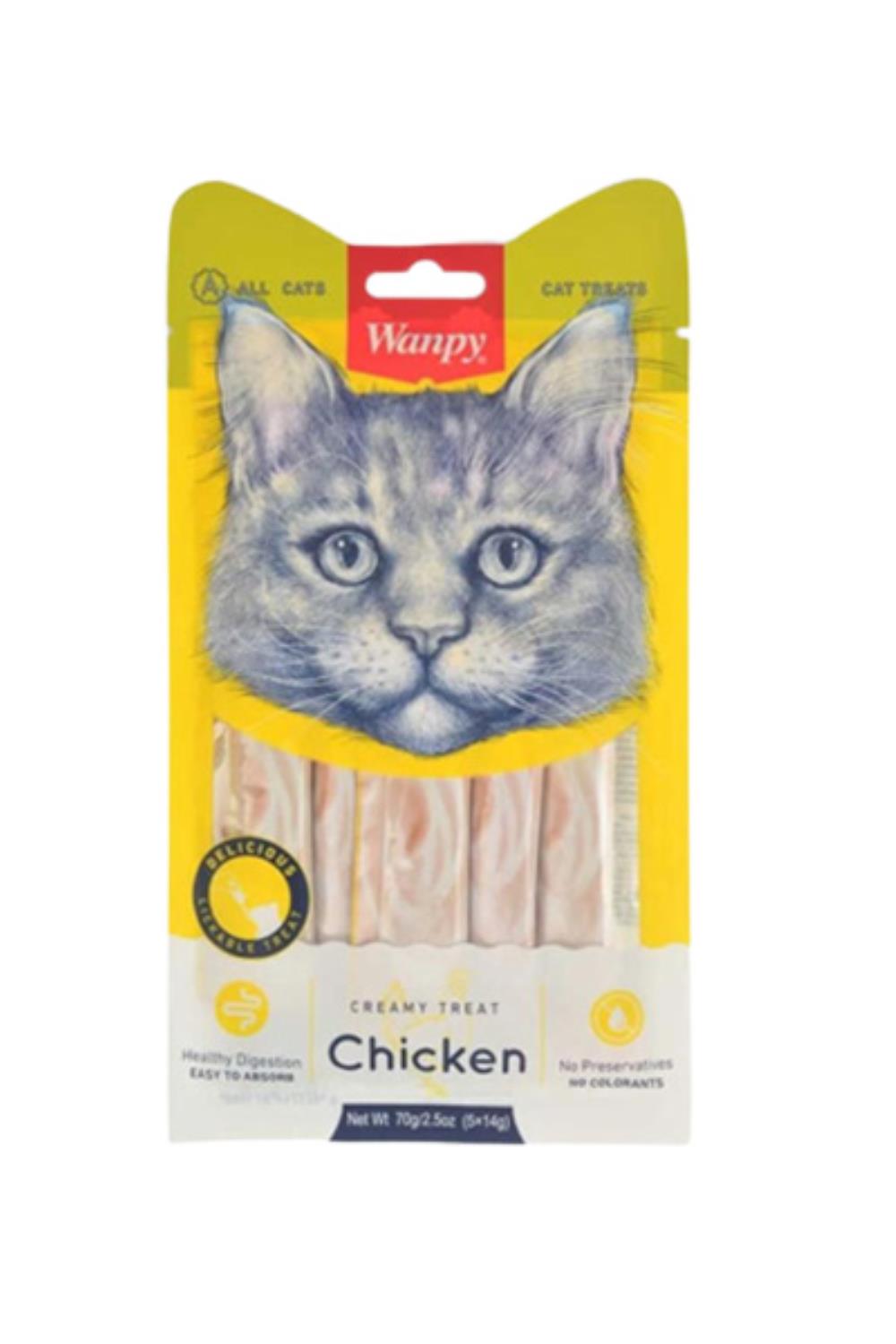 Wanpy Creamy Lickable Treats - Chicken for Cats 5x14g - Wanpy - Premium Pet