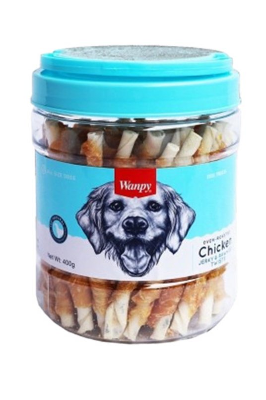 Wanpy Chicken Jerky & Rawhide Twists Jar 400g - Wanpy - Premium Pet